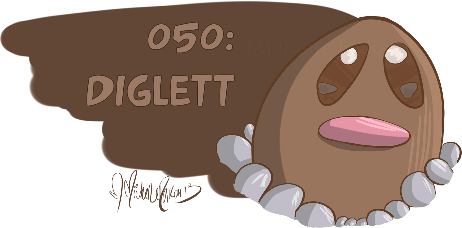 "050 - Diglett" - Cartoon (1600x796), Png Download