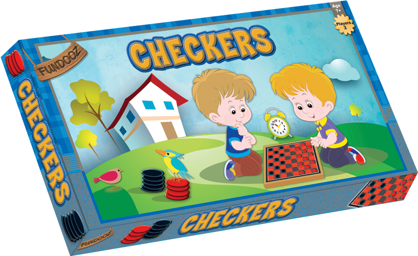 Fundooz Game - Checkers - Cartoon (842x618), Png Download