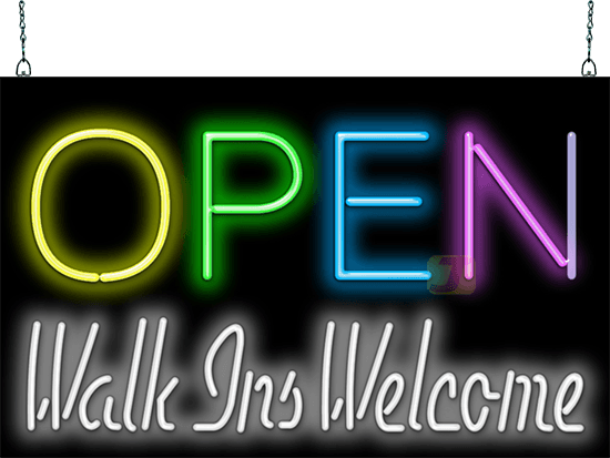 Open Walk Ins Welcome Neon Sign - Nail Shop Signs (550x413), Png Download
