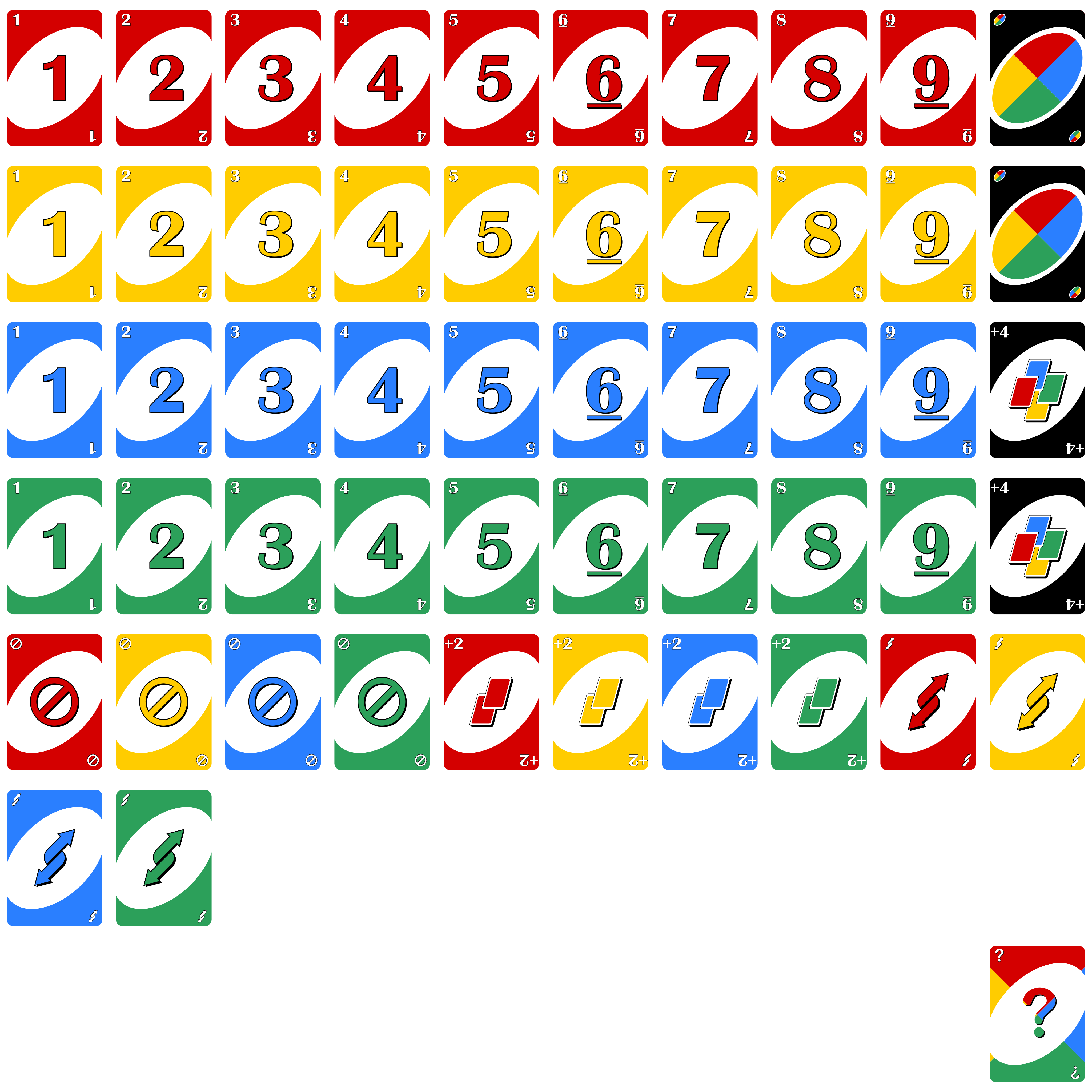 Uno-front - Uno Game Cards Template (4096x4096), Png Download