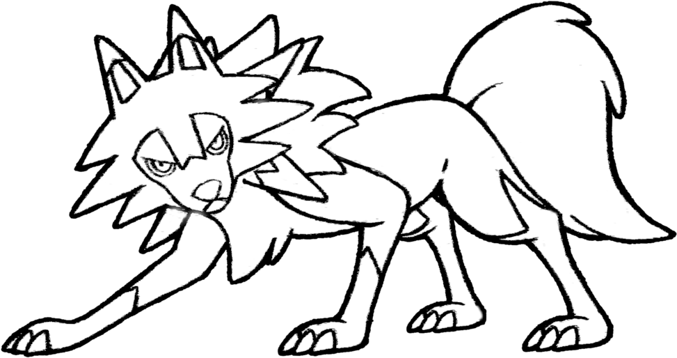 Rockruff Lineart Base - Line Art (1024x597), Png Download