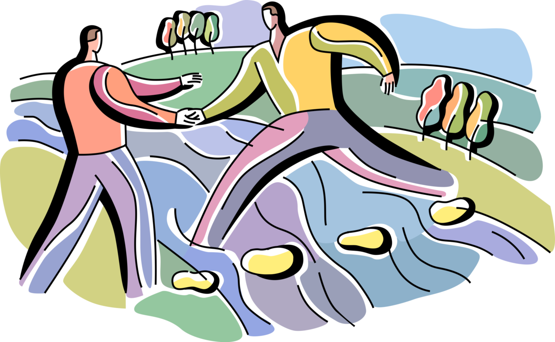 Vector Illustration Of Business Colleague Offers Helping - Cartoon ...