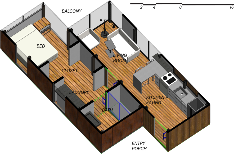 Typ Unit Iso Plan - Floor Plan (1000x950), Png Download