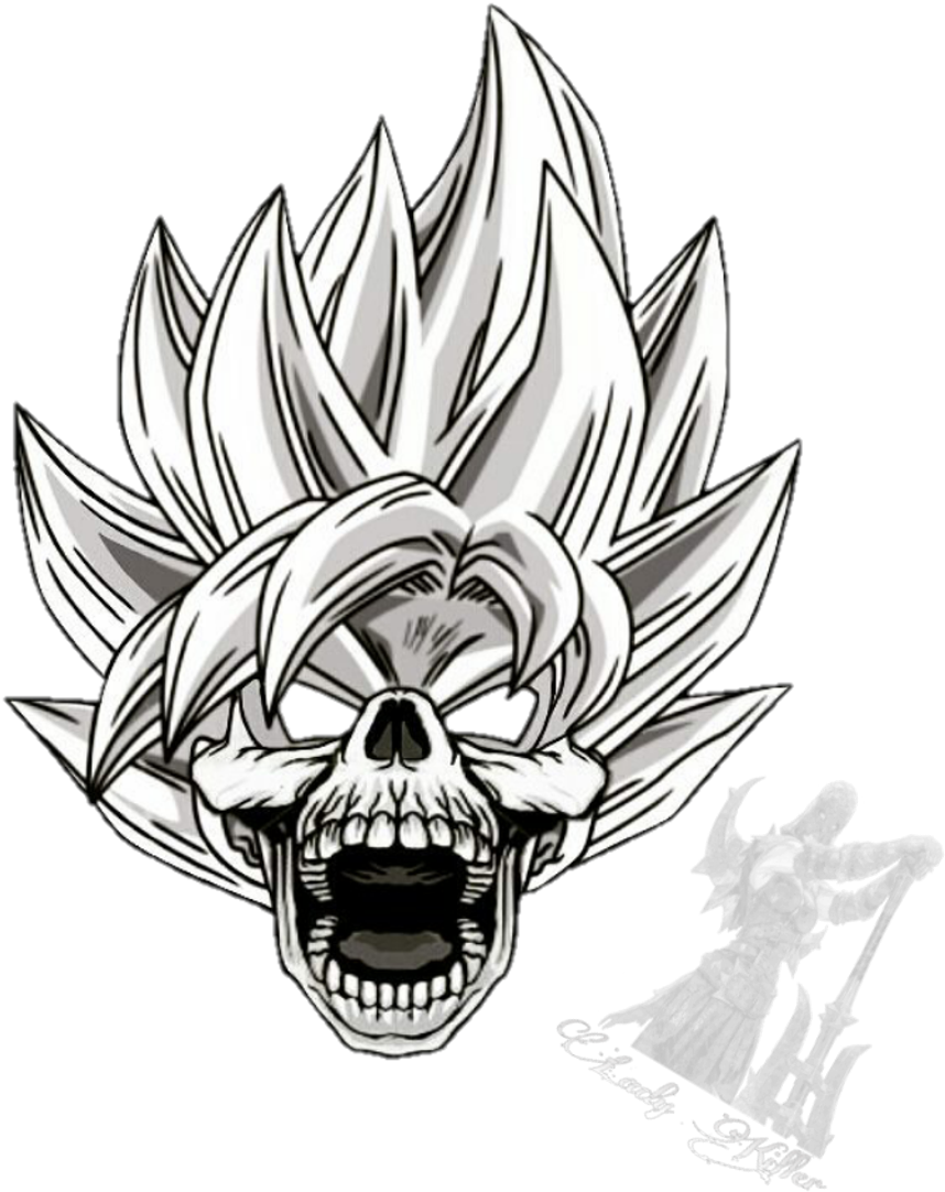 Download Skull Drawing Saiyan Dbz Dragonball Anine Manga Crane - Battle ...