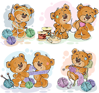 Set Of Vector Clip Art Illustrations Of Teddy Bears - Vector Graphics ...