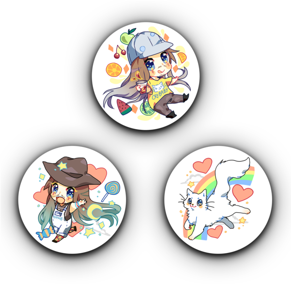 Super Happy Kawaii Button Pack - Cartoon (600x600), Png Download