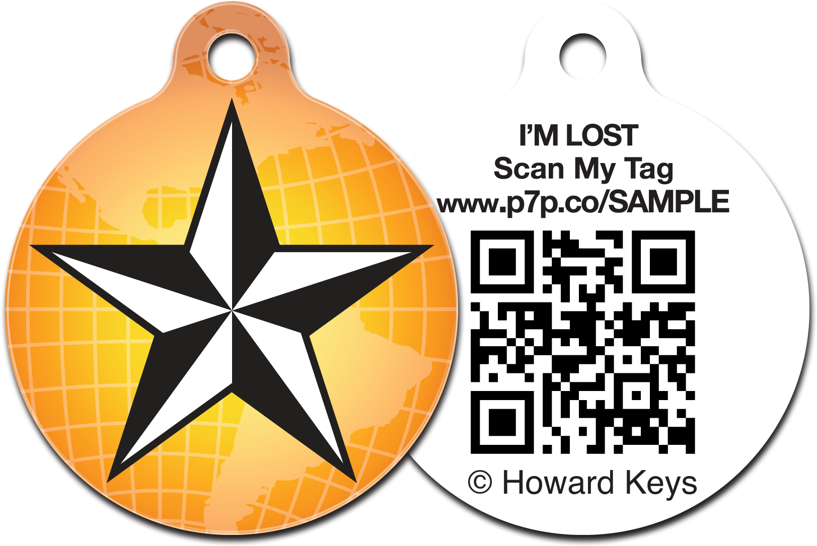 Download Qr Code Pet Id Tag With An Orange Nautical Star Design - Star ...