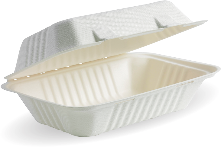 9x6x3" White Biocane Clamshell - Paper (800x800), Png Download