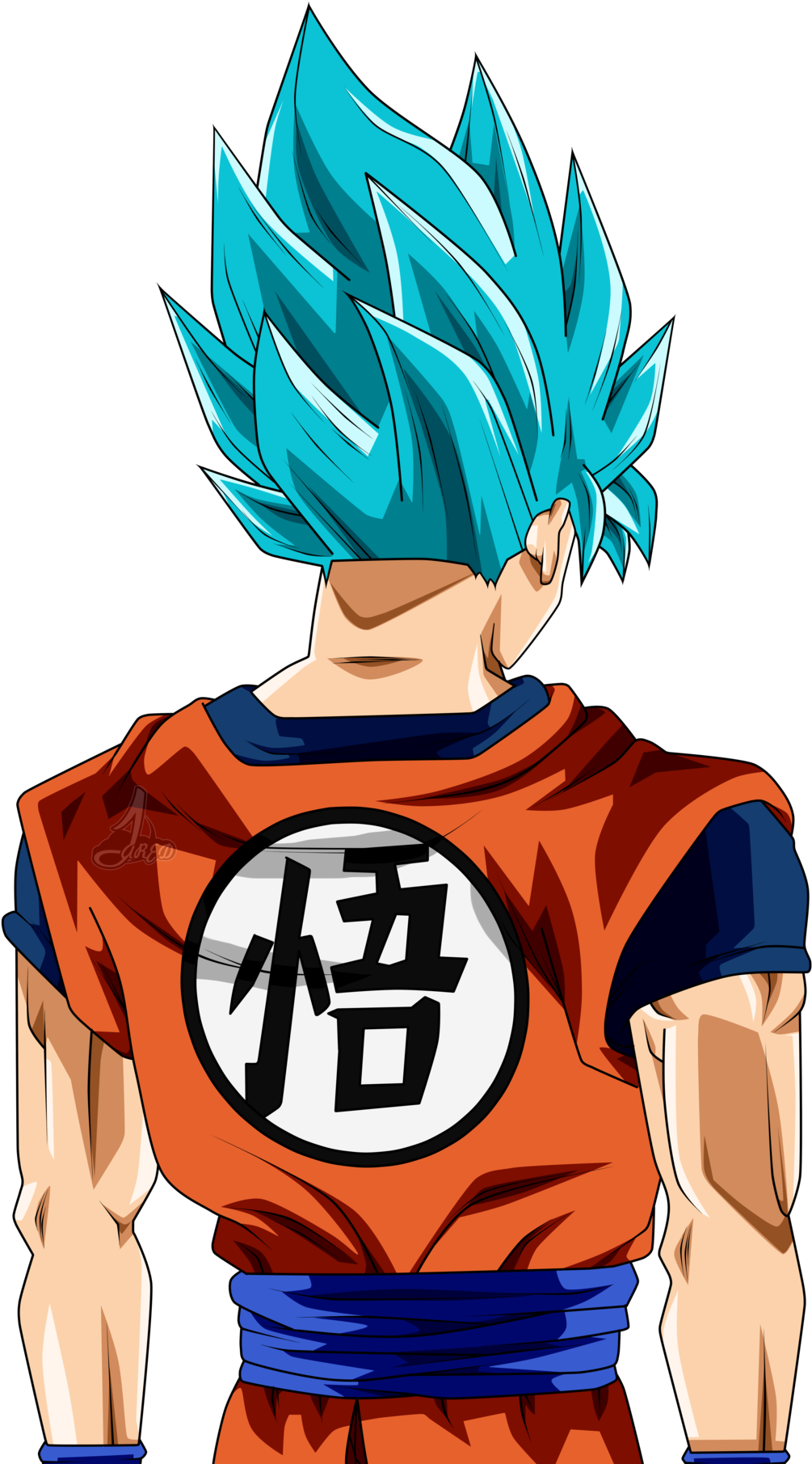 Super Saiyan Hair Png - Goku Ssj Blue De Espaldas (1024x1812), Png Download