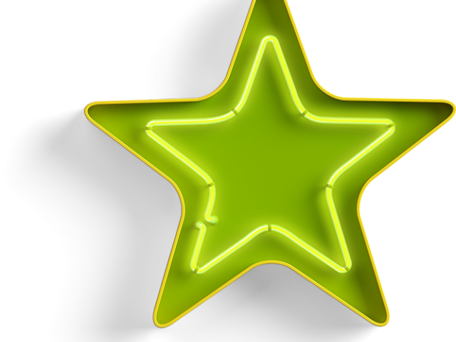 Neon Clipart Green Star - Portable Network Graphics (640x480), Png Download
