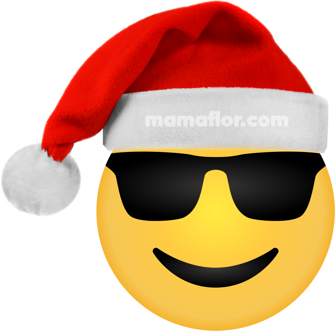 Emoji Lentes Cool - Christmas Smiley Face Emojis (1163x1147), Png Download