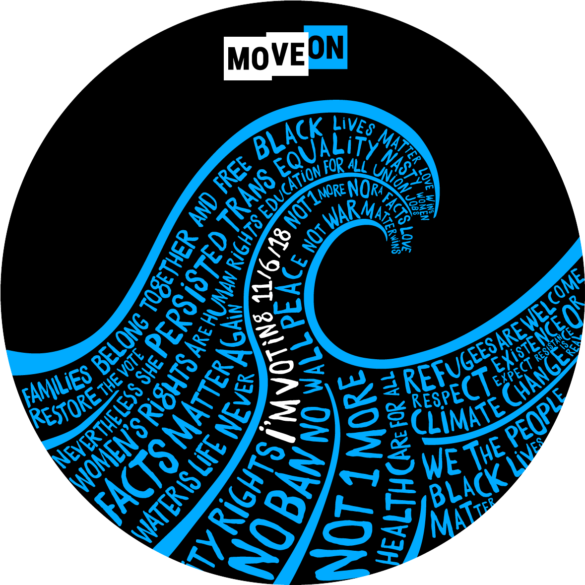 Blue Wave Sticker - Circle (1200x1200), Png Download