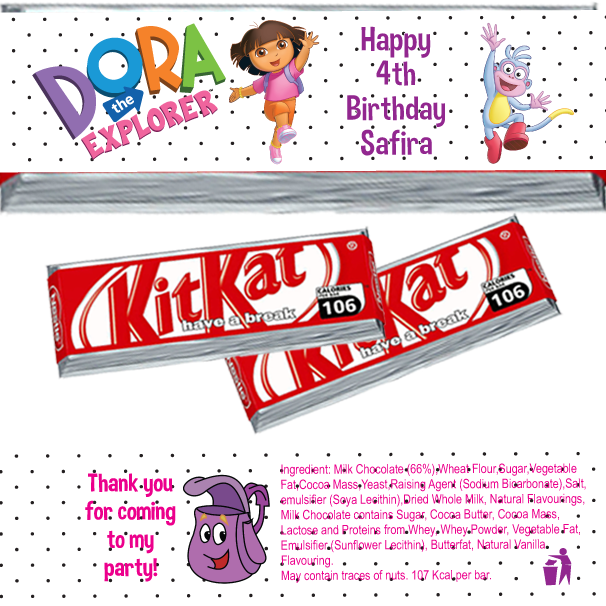 Dora The Explorer Kitkat Wrappers - Dora The Explorer (606x606), Png ...