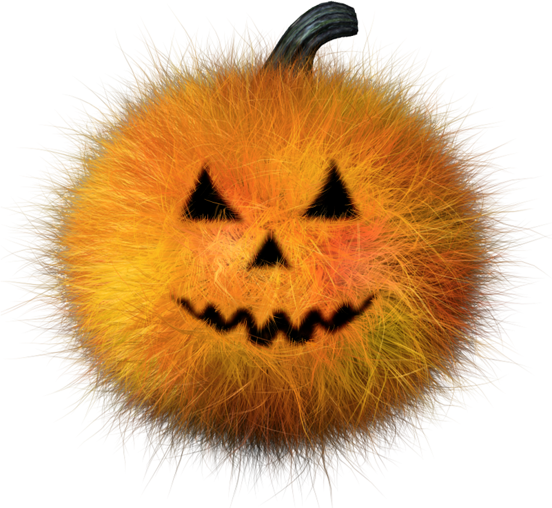 Fuzzy Halloween Pumpkin - Stuffed Toy (800x800), Png Download