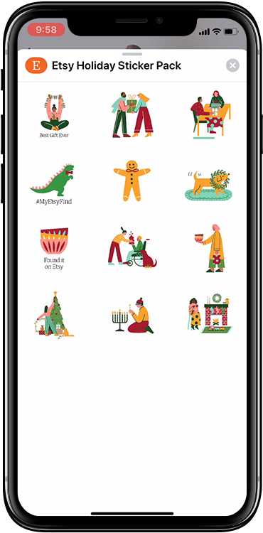 Buy On Etsy Holiday Sticker Pack - Cartoon (1000x1000), Png Download