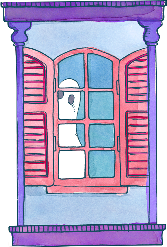 Hanging Ghost Window (565x823), Png Download