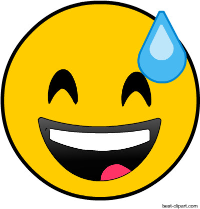 Laughing Face With Sweat Clip Art - Emoji (450x450), Png Download