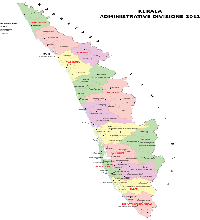 Kerala Map India - Atlas (691x768), Png Download