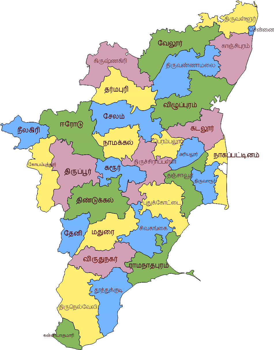 Tamilnadutamil Tamil Nadu Map Black 968x1245 Png Download