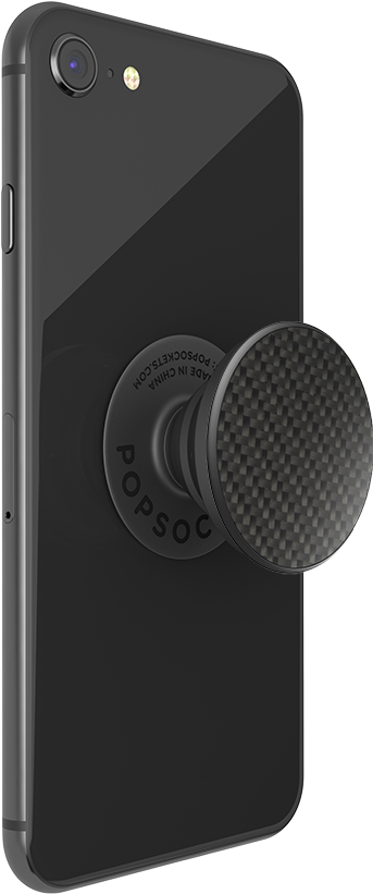 Carbon Fiber - Black Popsocket On Phone (522x1000), Png Download