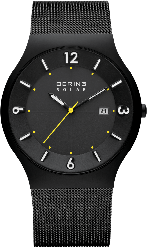 Download Reloj Moderno Solar Para Hombre Negro Con Detalles - Bering ...