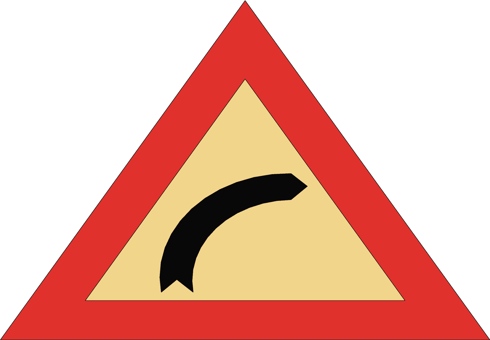 Turn Right Triangle Signal - Sign (3000x1373), Png Download