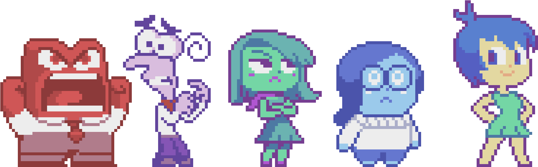 Inside Joy - Sadness Inside Out Pixel Art (2040x650), Png Download