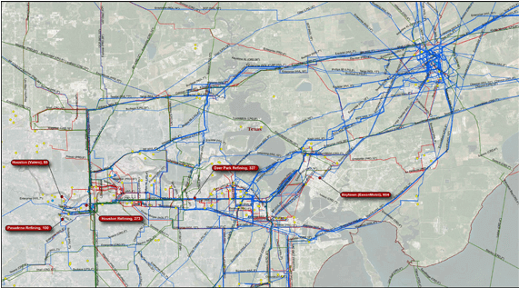 Download Texas Liquids Infrastructure Printed Wall Map Detail - Map ...