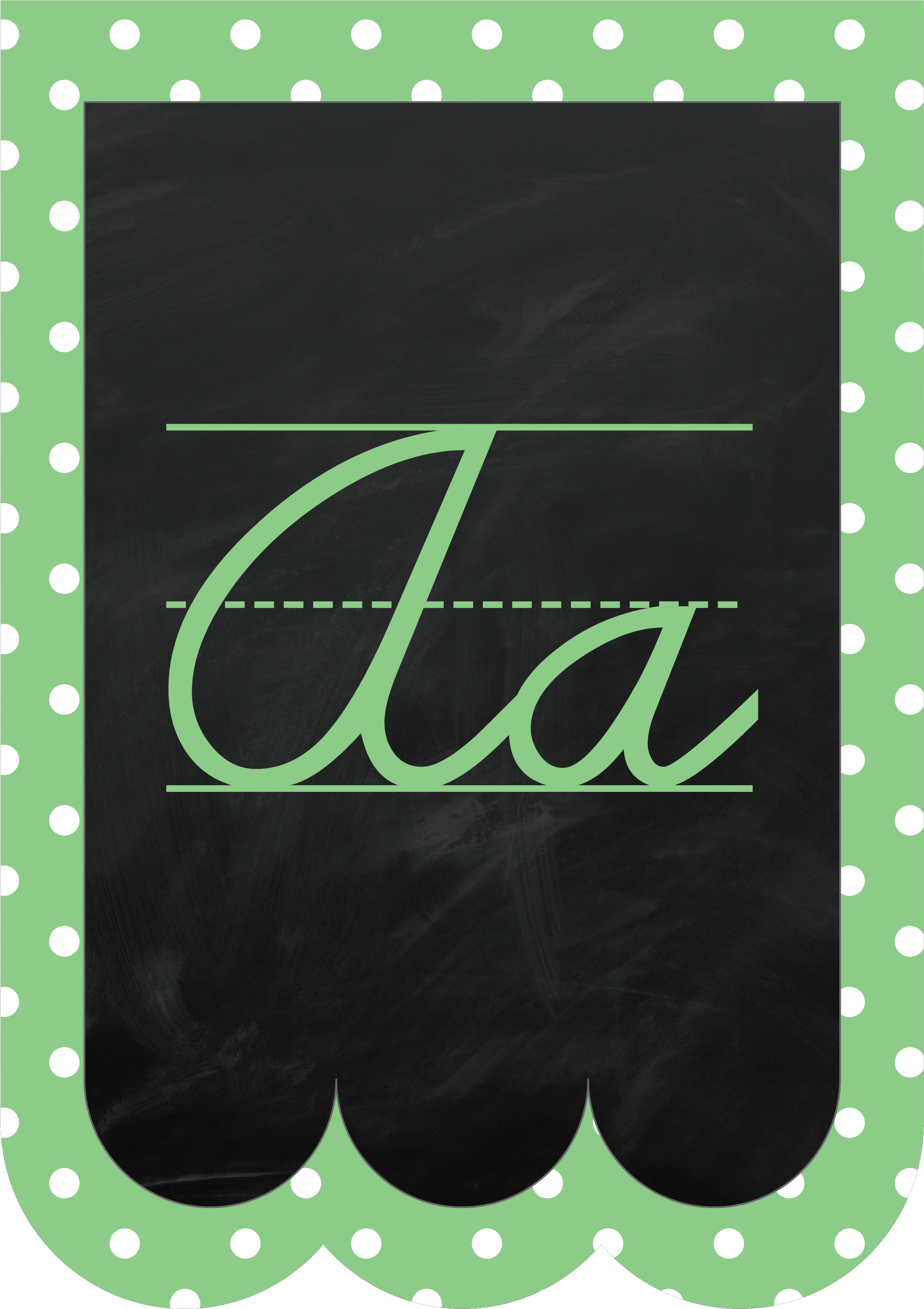 Chalk Scalloped Pennant Letters Pastel Cursive - Cursive (2550x3300 ...