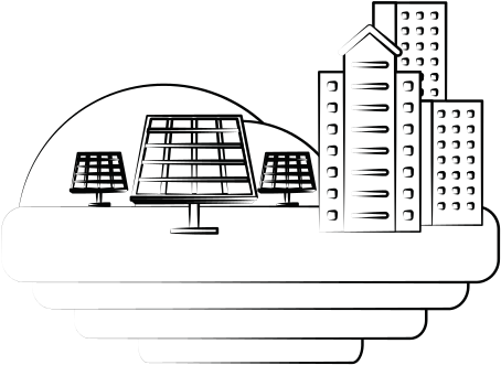 Buildings With Solar Panels - Drawing (550x550), Png Download
