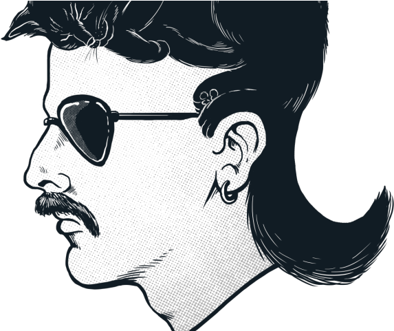 Hairstyles Clipart Mullet Hair - Mullet Drawing (640x480), Png Download