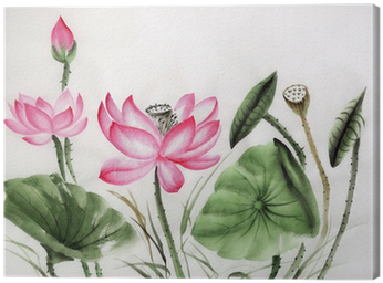 Download Watercolor Painting Of Pink Lotus Canvas Print • Pixers® - Art ...