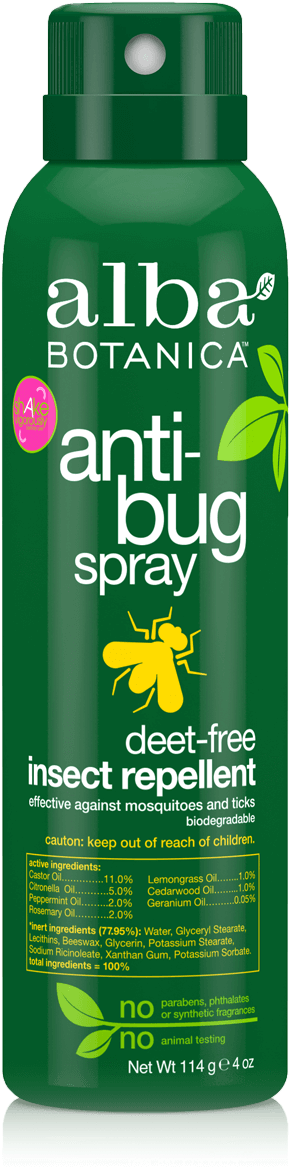 4 Fl Oz - Alba Botanica - Anti Bug Spray - 4 Oz. (600x1200), Png Download