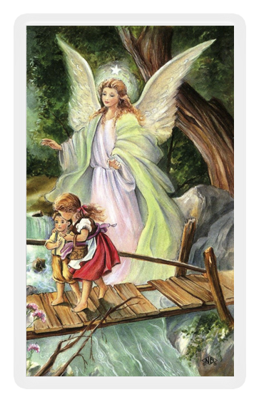 Guardian Angel On Bridge - Prayer To The Guardian Angel (600x600), Png ...