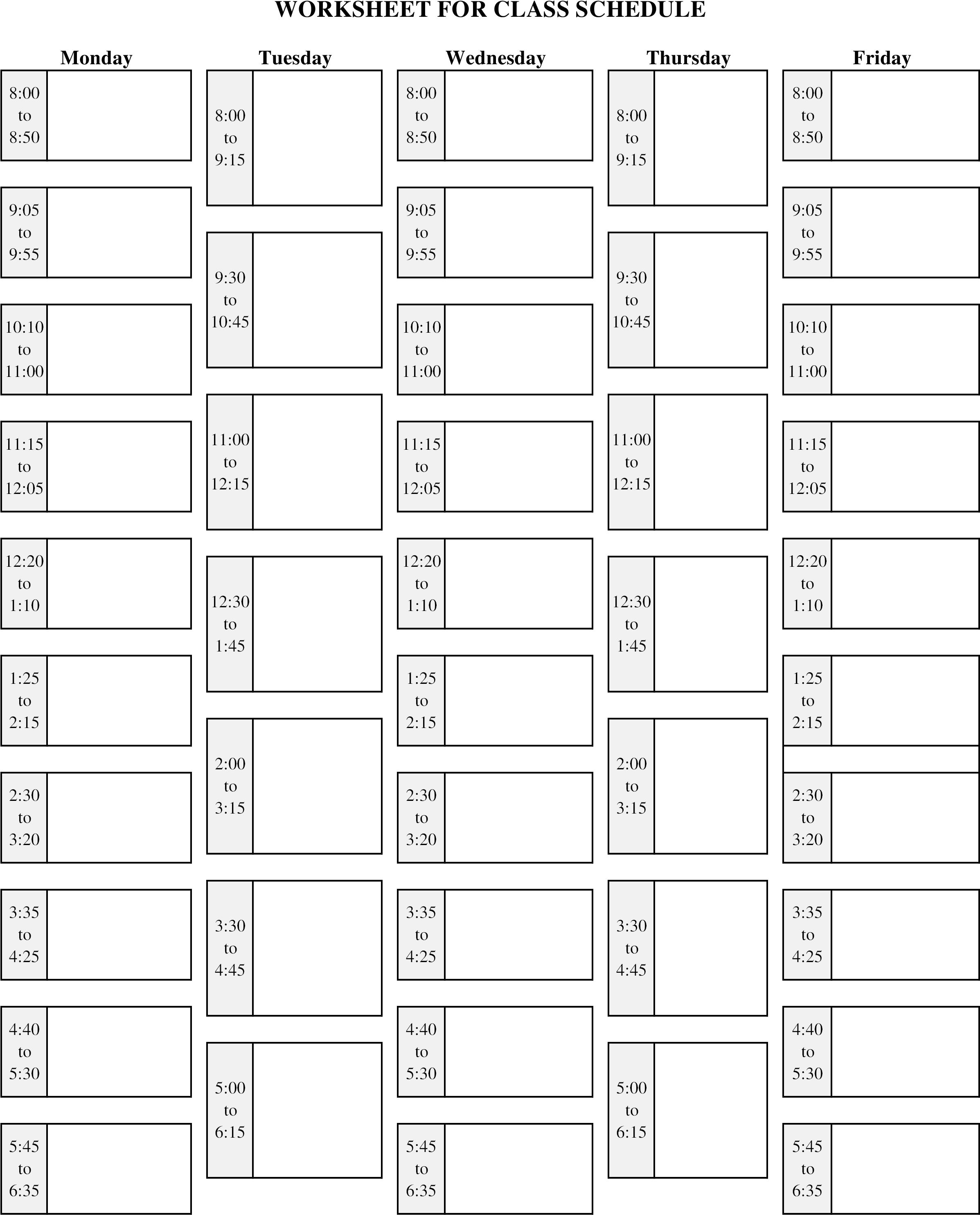 Blank School Schedule Printable - Number (2550x3300), Png Download