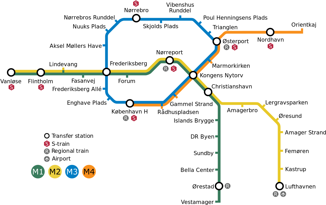 Copenhagen Metro With City Circle Line Map - Metro In Copenhagen ...