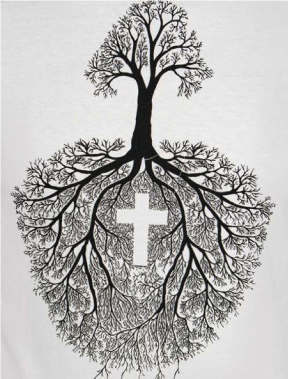 Tree With Roots Cross (977x838), Png Download