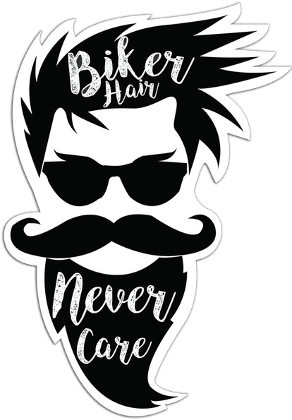 Biker Hair Never Care / Sticker (600x600), Png Download