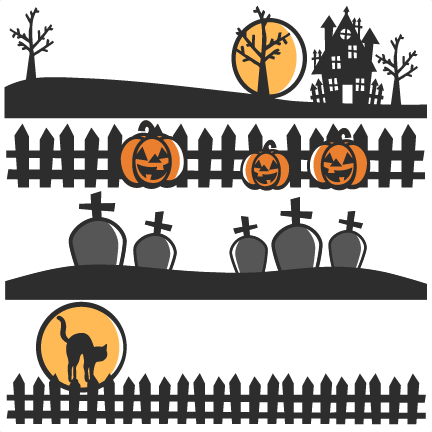 Halloween Scene Borders Svg Scrapbook Cut File Cute - Cute Halloween ...