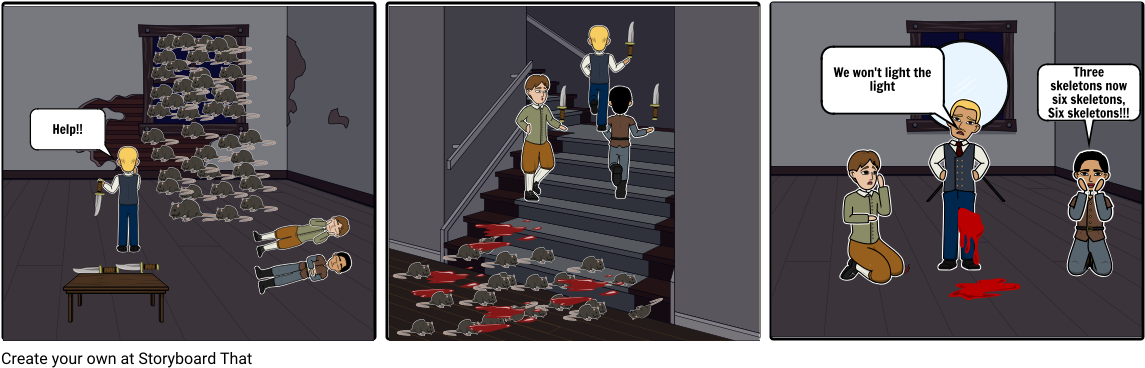 "three Skeleton Key" Storyboard - Cartoon (1164x385), Png Download