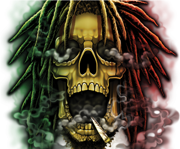 Rasta Skull Smoking (640x480), Png Download