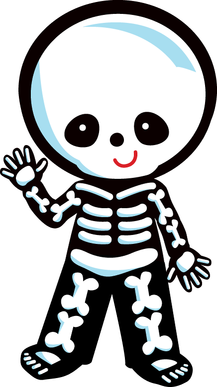 Minus Say Hello Stencils - Cute Halloween Skeleton Clipart (436x779 ...