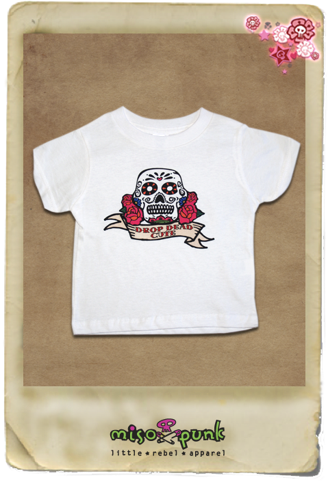 Drop Dead Cute Sugar Skull Tee - Cartoon (500x726), Png Download