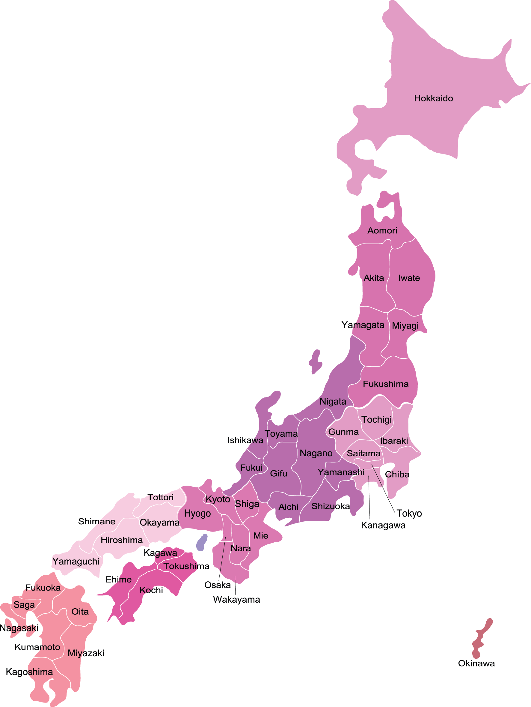 Download Prefectures Of Japan - Japan Map Blank | Transparent PNG ...
