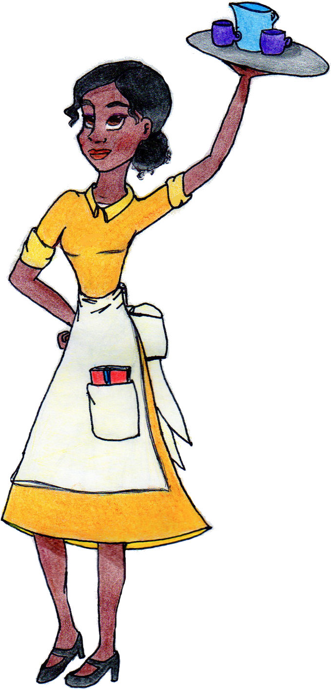 Waitress - Cartoon (900x1444), Png Download