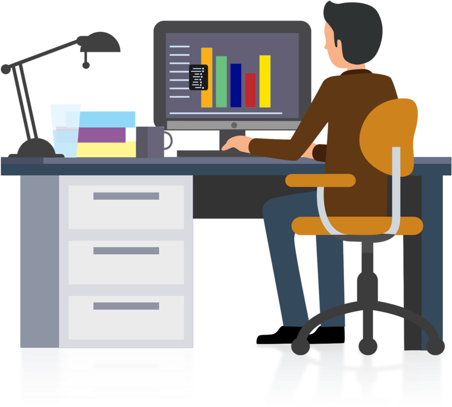 Office Businessman Working - Computer Desk (1000x876), Png Download