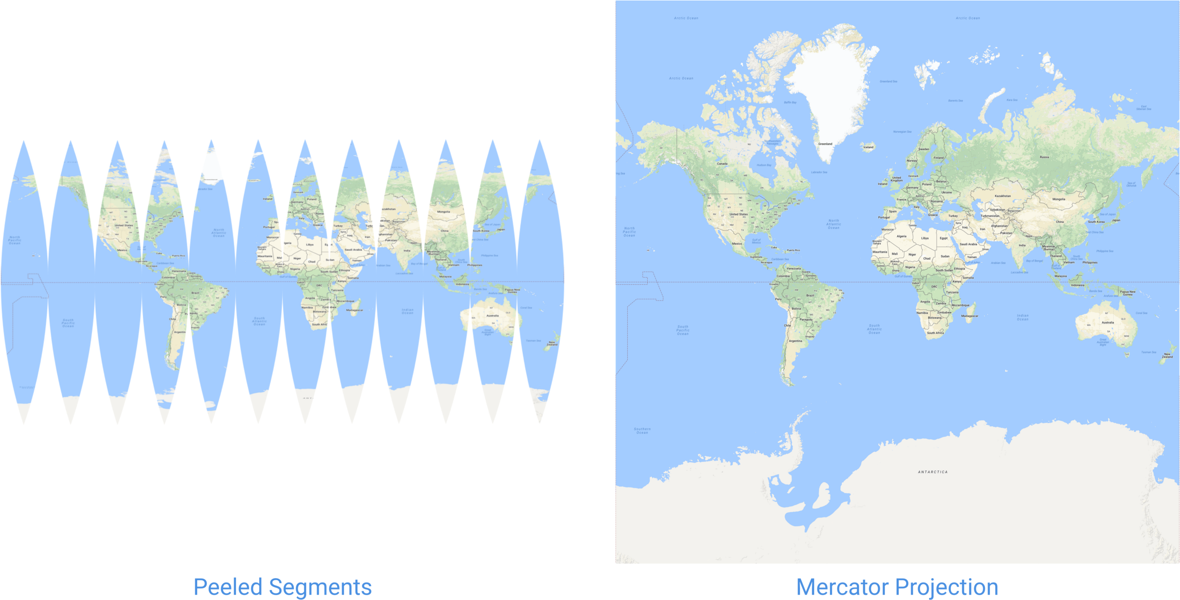 Unwrapping The Globe - World Map (2400x1205), Png Download