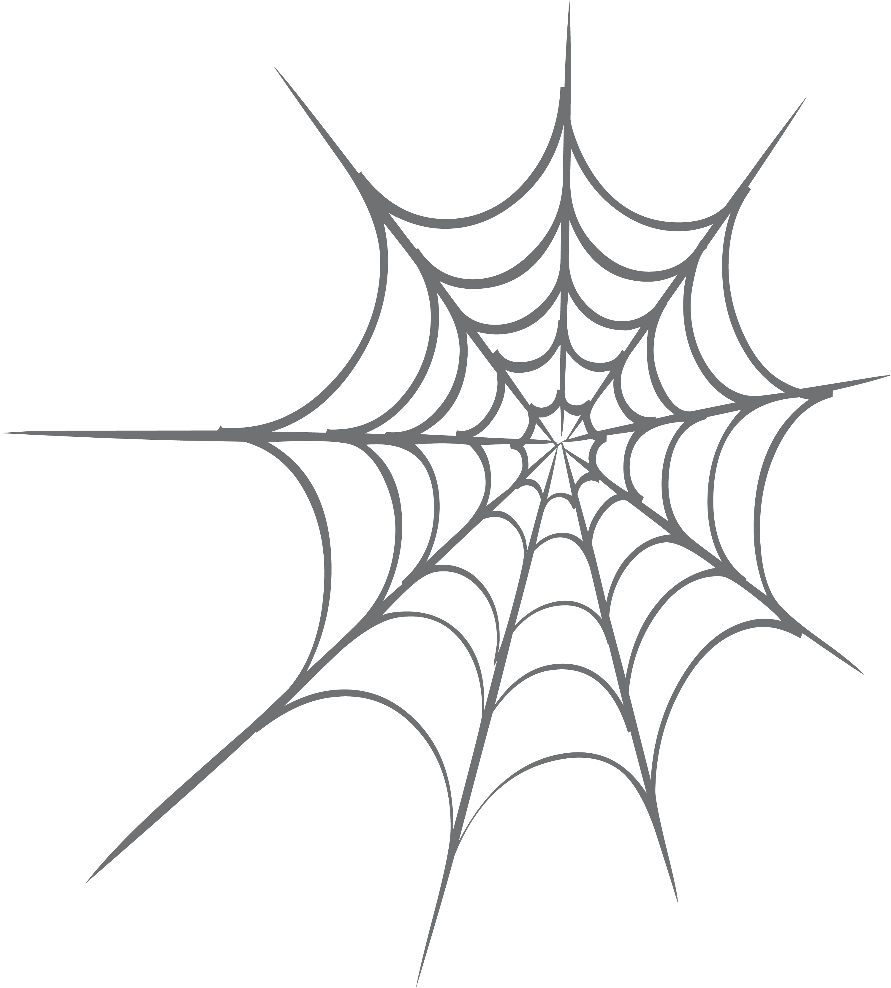 Drawn Spider Web Simple - Spider Web Vector Png (3001x3330), Png Download
