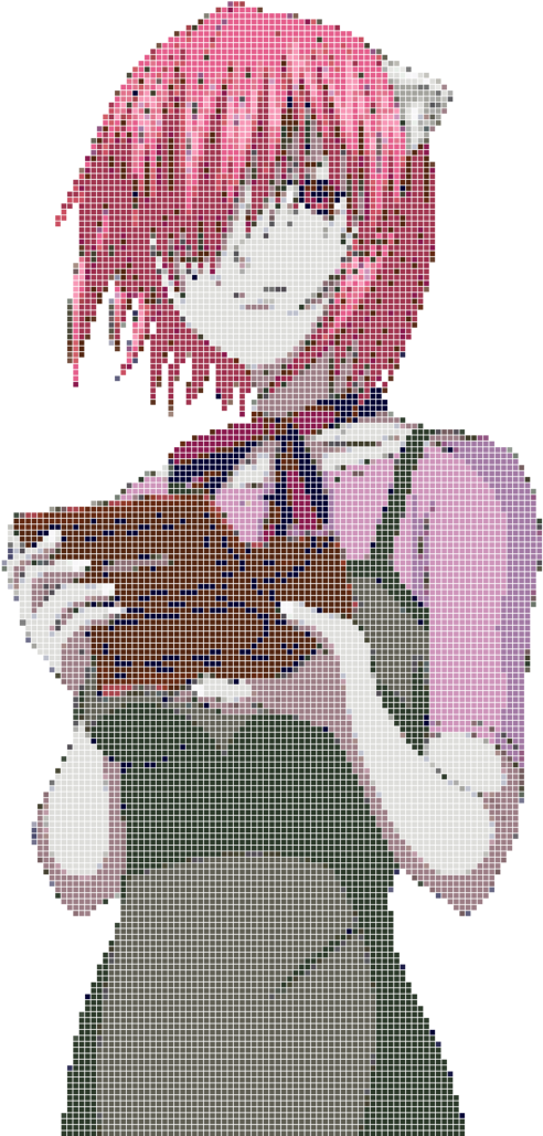 Lucy Pixel Art By Nekomanhd - Elfen Lied Lucy (492x1029), Png Download