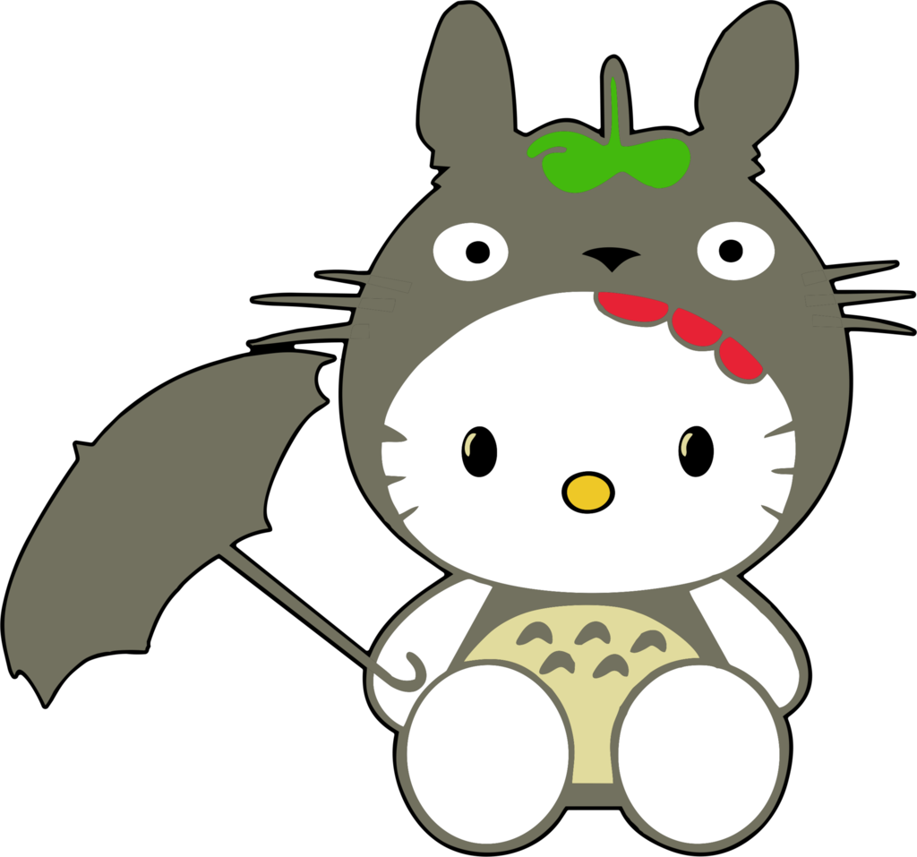 Hello Kitty In A Totoro Costume - 龍 貓 Kitty (1024x957), Png Download